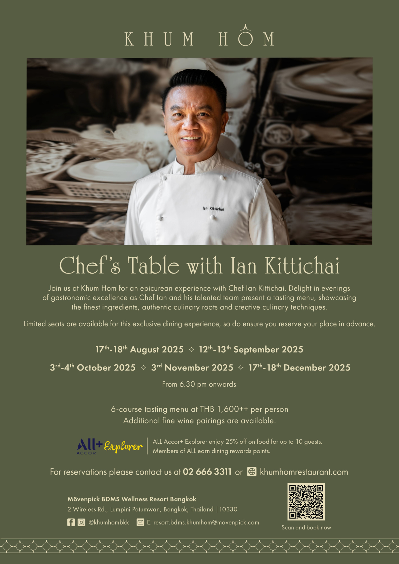 Mövenpick BDMS Wellness Resort: Chef’s Table with Chef Ian Kittichai at Khun Hom